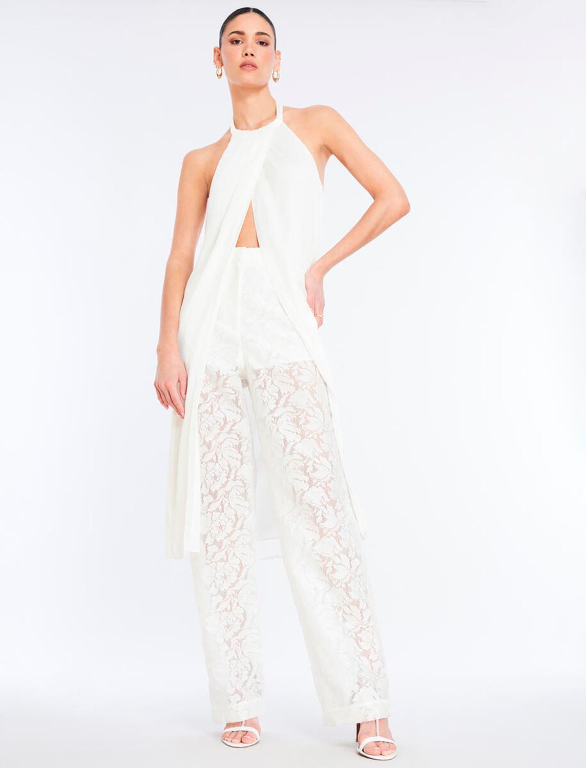 BLUSA HALTER EFECTO CRUZADA HIGH AND LOW - BCBG OUTLET