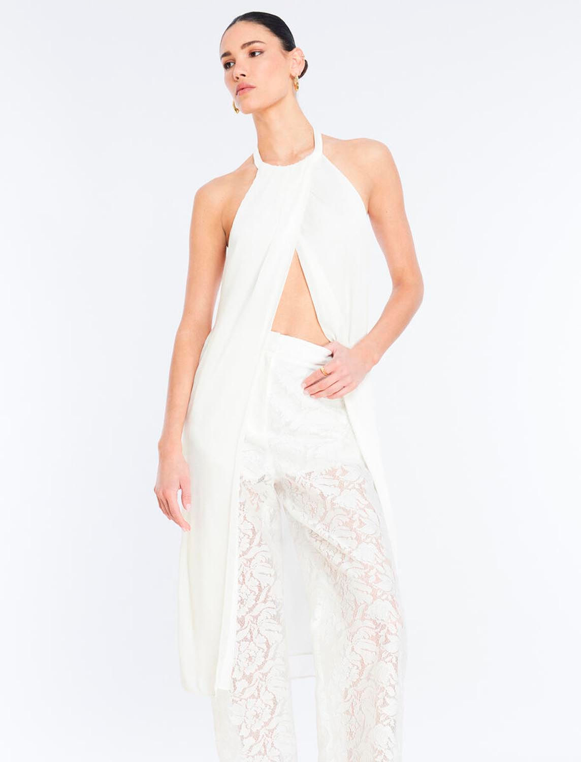 BLUSA HALTER EFECTO CRUZADA HIGH AND LOW - BCBG OUTLET